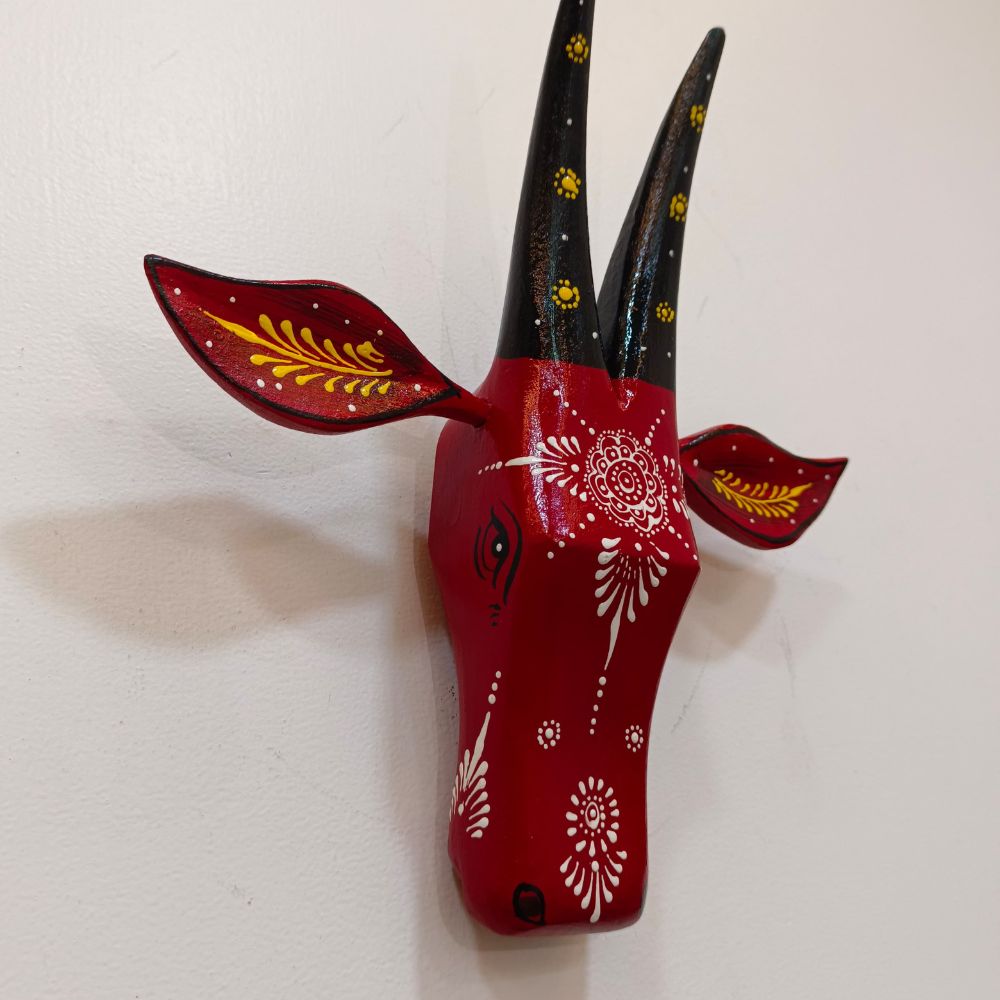 Red Cow Head Wall Art – 16 Inch Handcrafted Piece